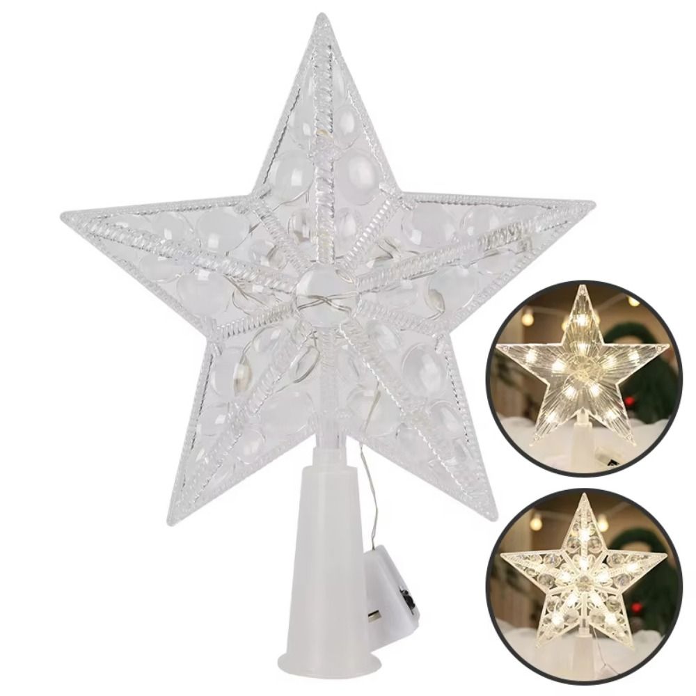Multi-functional Transparent Christmas Star Tree Toppers Warm/Colorful ...