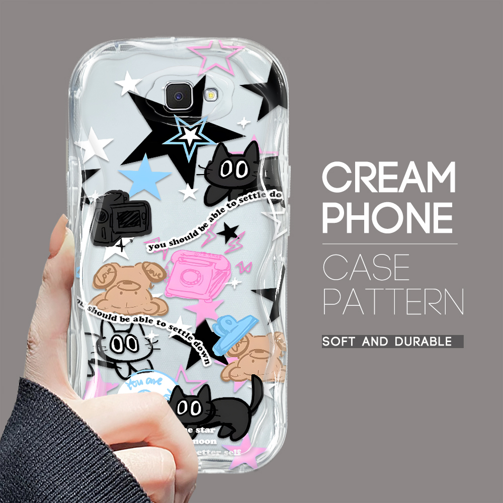 YYDS for Samsung J2 J7 Prime Back Cover Love Star Cream Texture Wavy ...