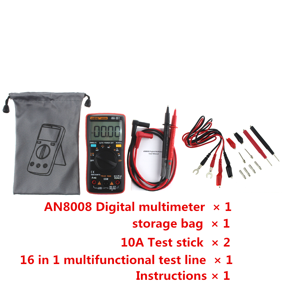 【New Arrivals】AN8008 9999 count True-RMS Digital Multimeter Square Wave ...