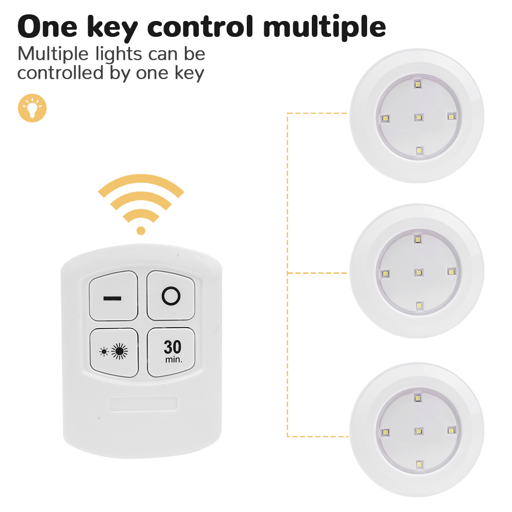 1/4PCS Remote Control Cabinet Light Battery Powered Night Light ...