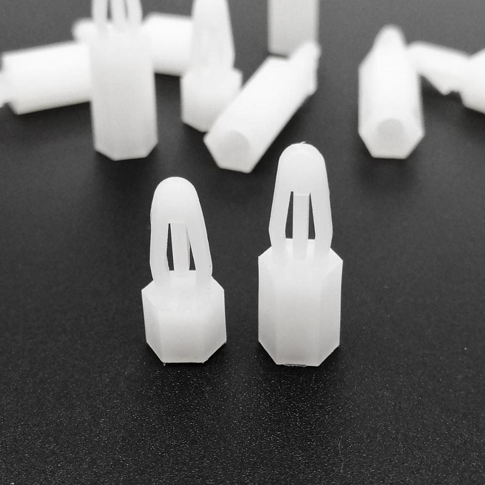 50pcs M3 Hex Hexagon Nylon Plastic Standoff Spacer Lock Push Clip on ...