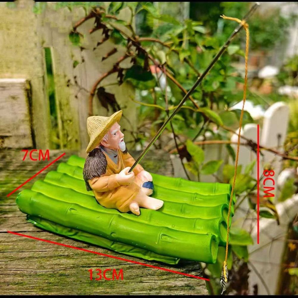 Creative PVC Old Man Fishing Ornament Floating foam Jiang Tai Gong ...