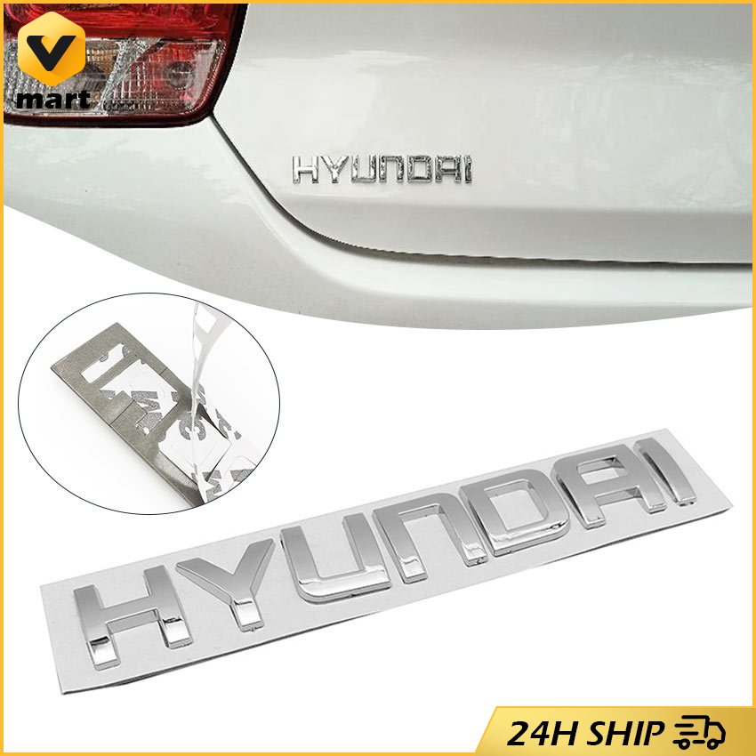 ABS Chrome HYUNDAI Logo Letter Car Auto Side Rear Trunk Emblem Sticker ...