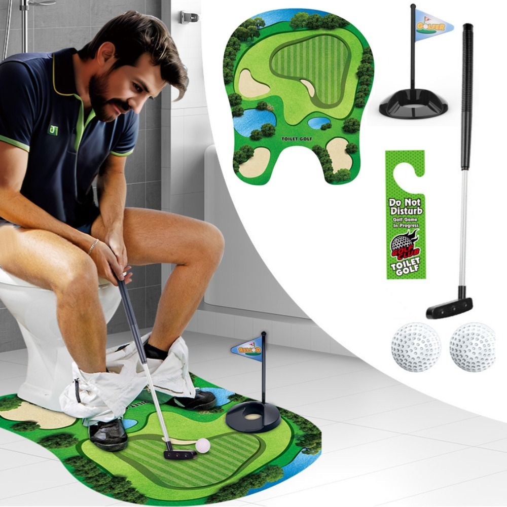 Indoor Leisure Game Mini Toilet Golf Game Creative Green Felt Golf ...