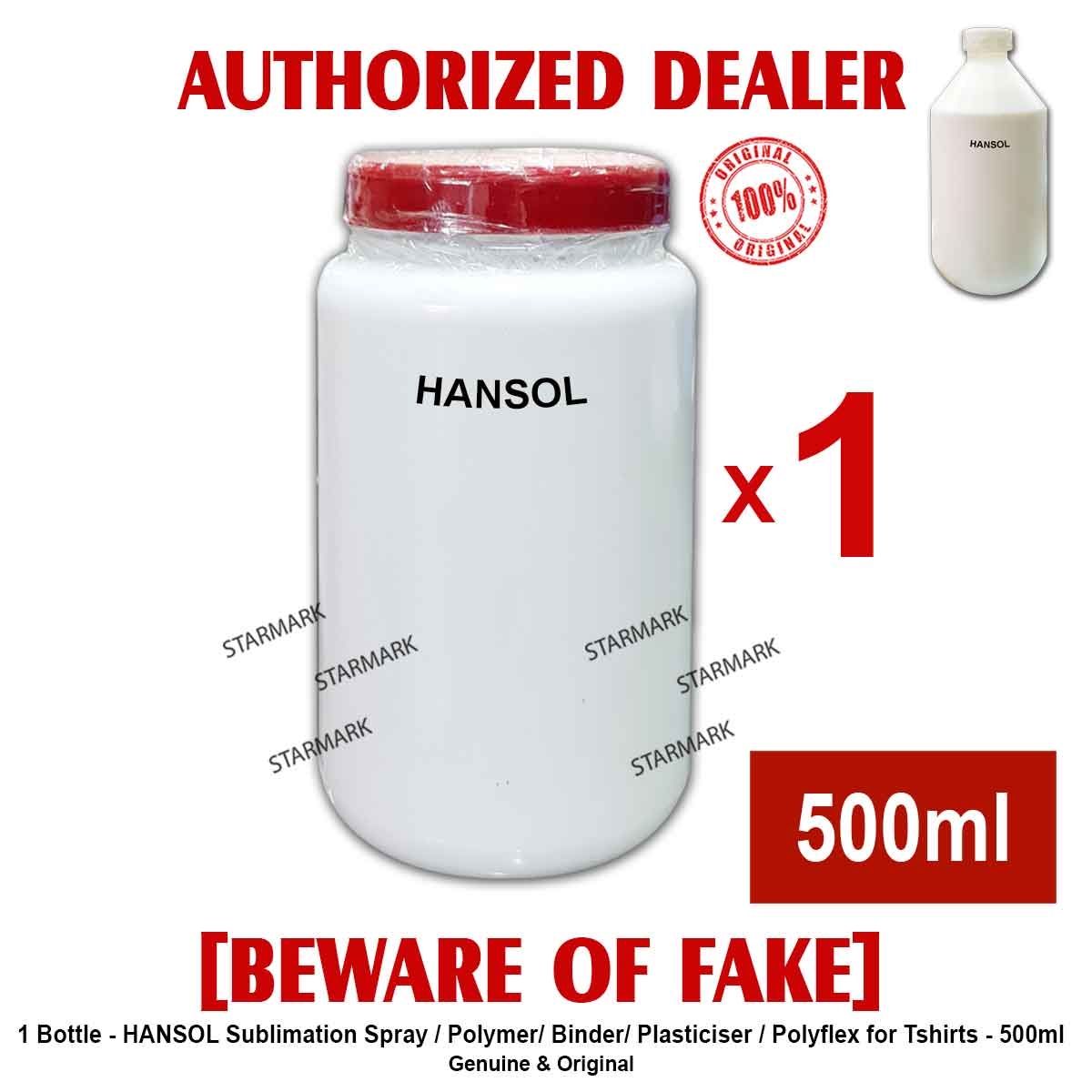 500ml Hansol Tshirt Sublimation Spray Coating Sprays, Plasticiser ...