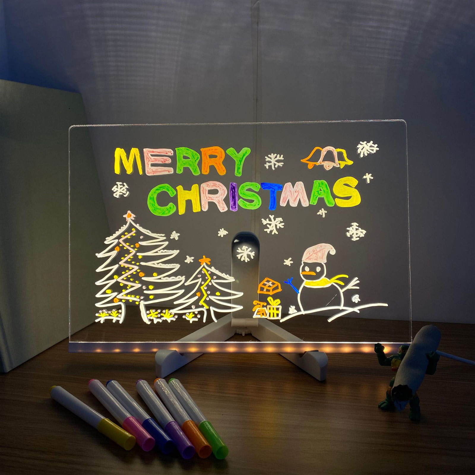 Transparent Luminous LED Night Lights USB Luminous Message Board With 7 ...