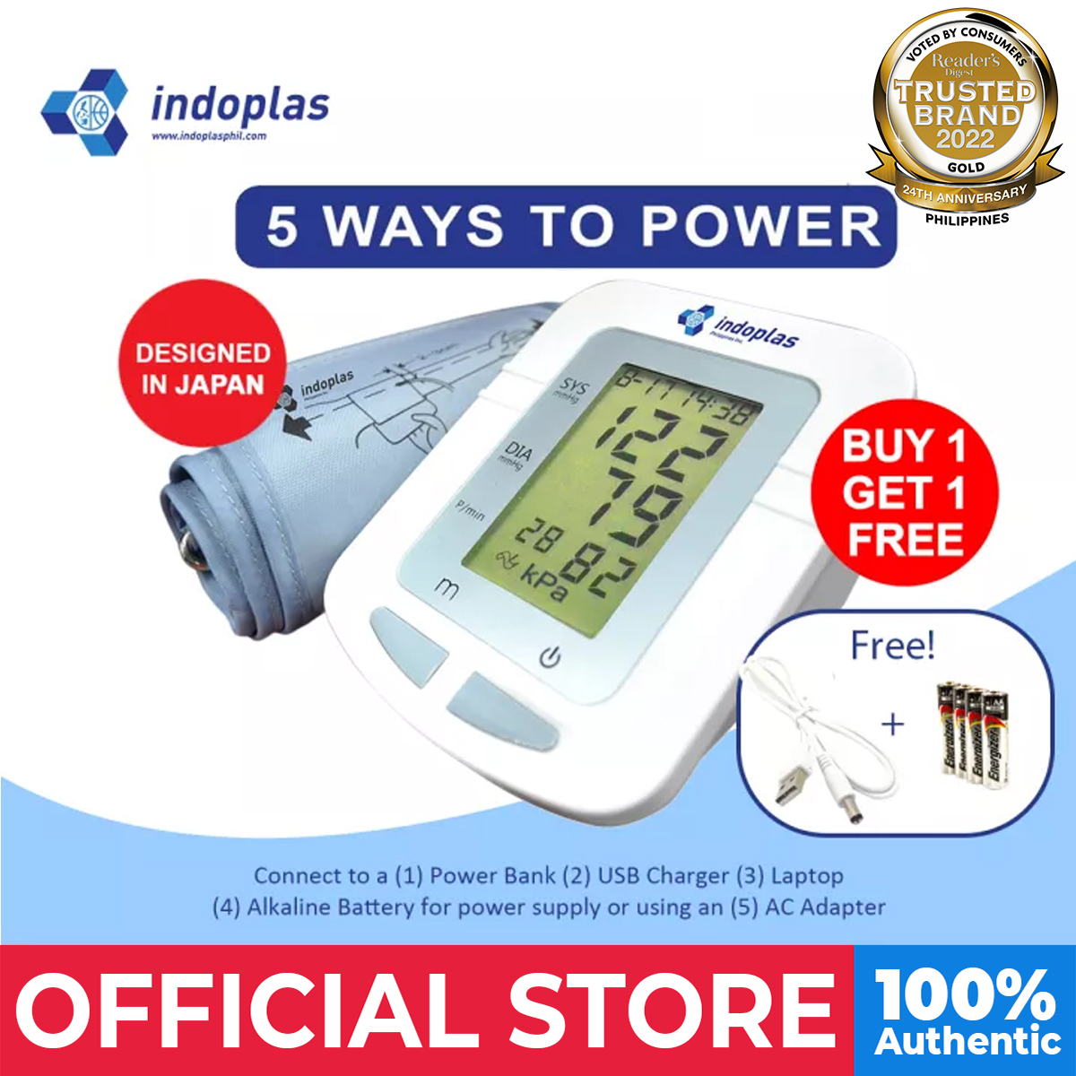 Indoplas BP105 USB Powered Blood Pressure Monitor - BUY1TAKE1 | Lazada PH