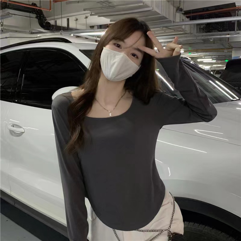 Luna????เสื้อคอกลมแขนยาวสีทึบสไตล์เกาหลี - Luna shop9 - ThaiPick