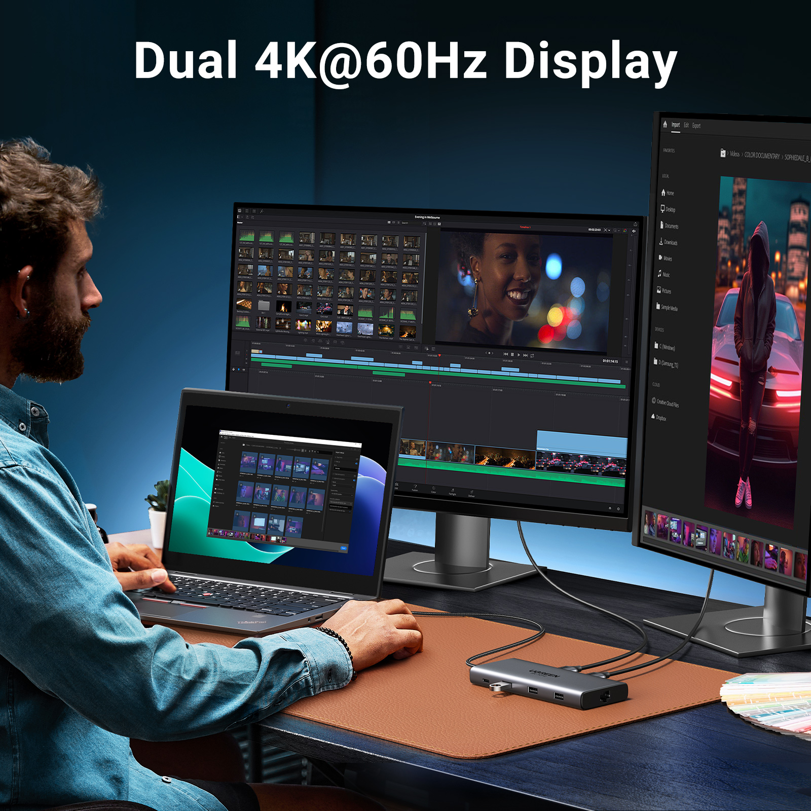 Dual HDMI USB-C HUB 8K 4K HDMI Adapter 10 in 1 Splitter with RJ45 USB3 ...