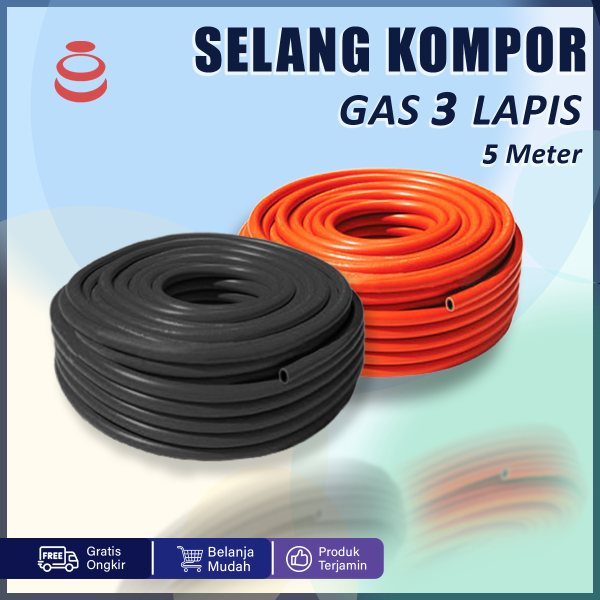 SELANG KOMPOR GAS LPG 3 LAPIS 5 METER 1 ROL STANDAR SNI ANTI GIGITAN ...