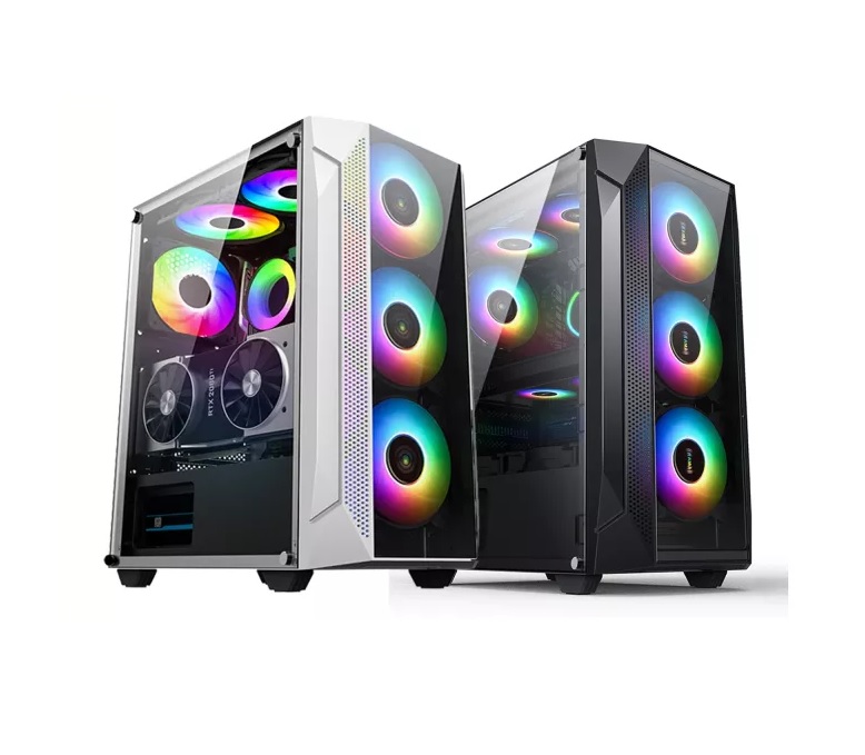 KENLEI KEYTECH T1000 ATX Tempered Glass Midtower Desktop PC Gaming Case ...