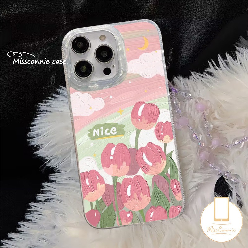 Oil Painting Moon Cloud Tulip Love Smile Bracelet Case Compatible for ...