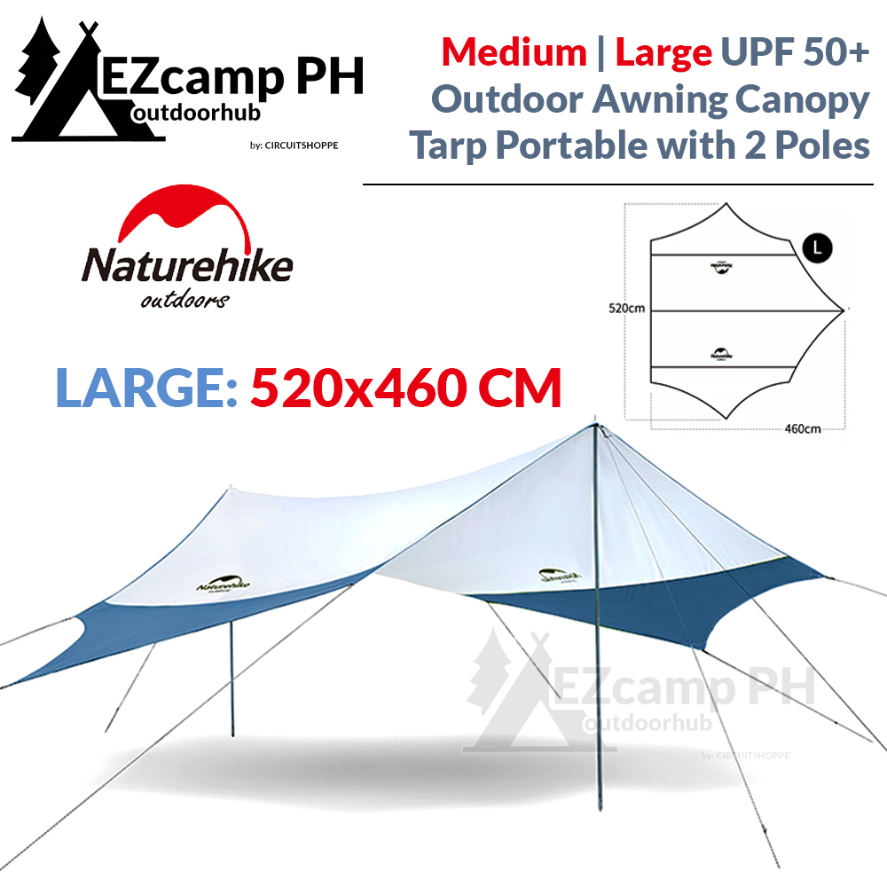 Naturehike Outdoor Medium | Large Canopy Awning Tarp with 2 Poles ...