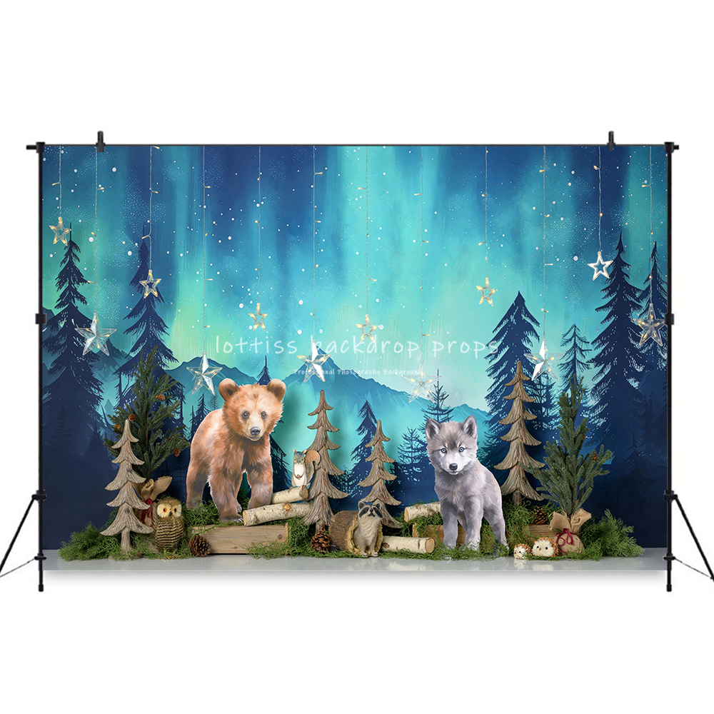 Northern Lights Forest Backdrops Kids Baby Birthday Cake Smash Child ...