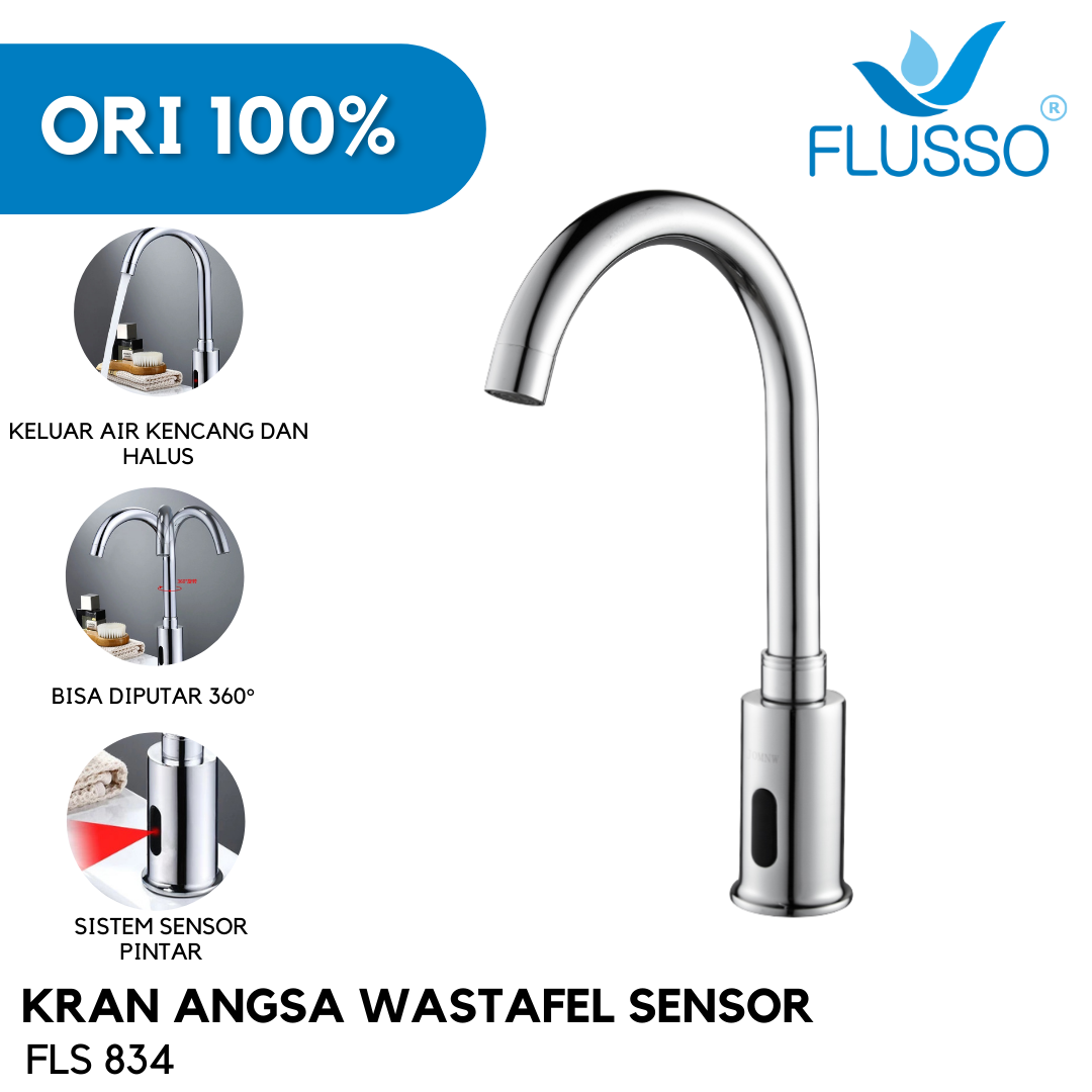 Kran Angsa Wastafel Sensor Otomatis Stainless | FLUSSO KRAN KAWT SENSOR ...