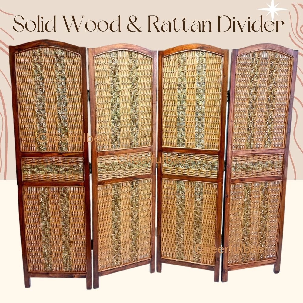 [Trends eMart] RAYA DECOR NOÉMIE 4 Panel Rattan with Solid Wood Room ...