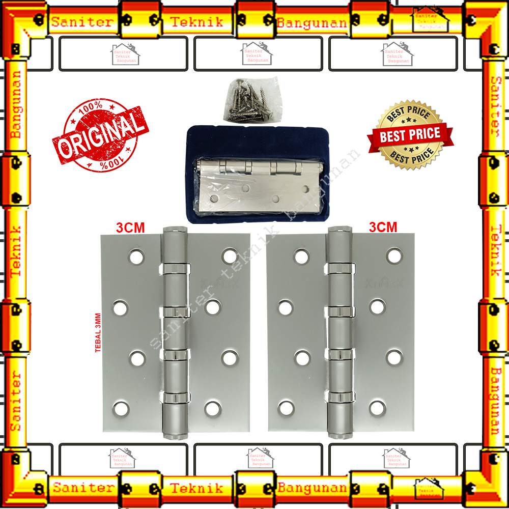 Engsel Tebal Plat Ukuran 3" 4" Inch Engsel Pintu Engsel Jendela Set ...