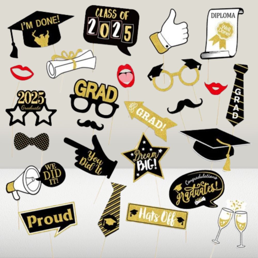25pcs Funny Congratulation Graduation Photography Props Black Class of ...
