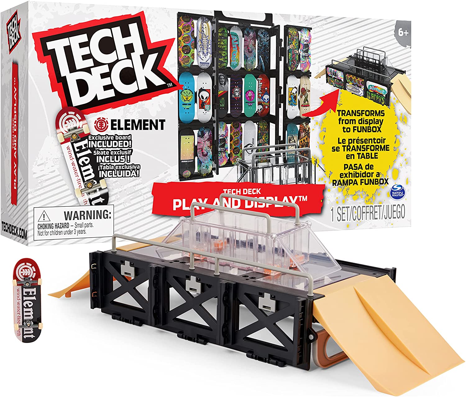 TECH DECK Finger Skateboard Play and Display Transforming Ramp Arena ...