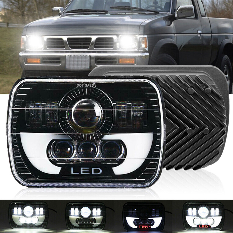 7x6 5x7 Inch Square LED Low/long Beam Spotlight, Headlight, DRL, Turn ...