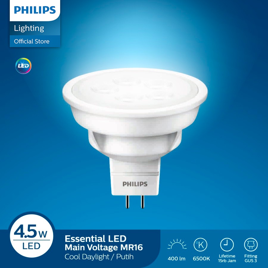 Philips Lampu LED Essential LED MR16 4.5-50W Putih | Lazada Indonesia