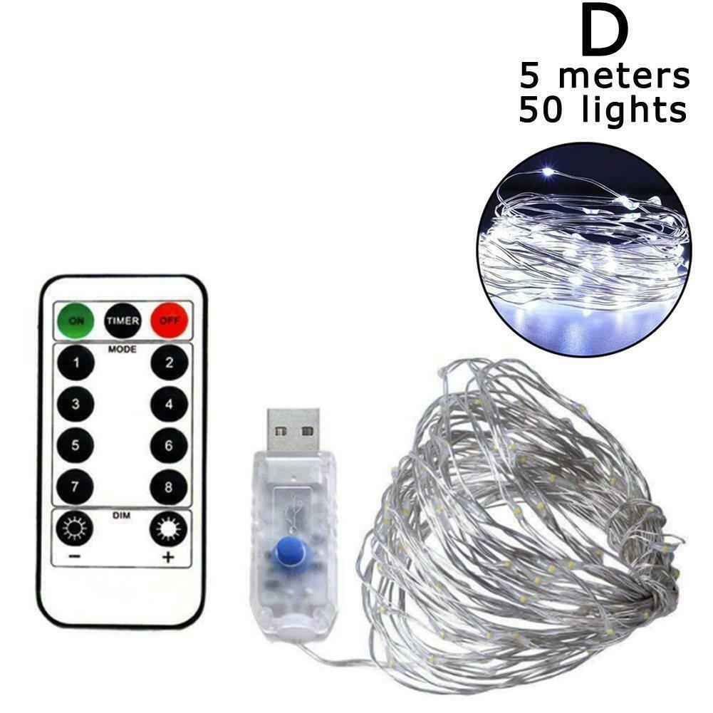 5/10M LED Copper Wired String Lights Battery Powered Garland Fairy ...