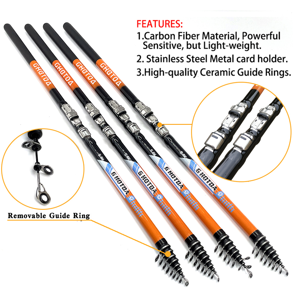 【CyberEssence】Surf Rod Telescopic Rock Fishing Rod Travel Spinning ...