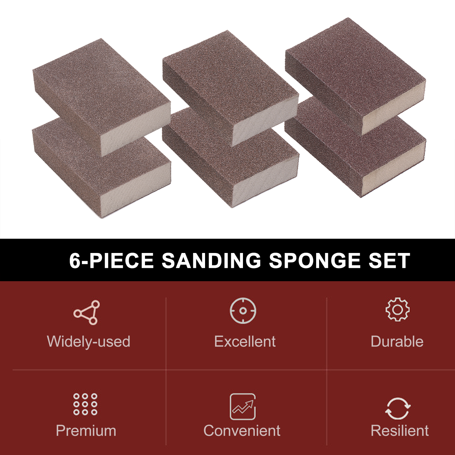 Sanding Sponges 6-Piece Reusable Washable Sanding Blocks Set 60/120/240 ...