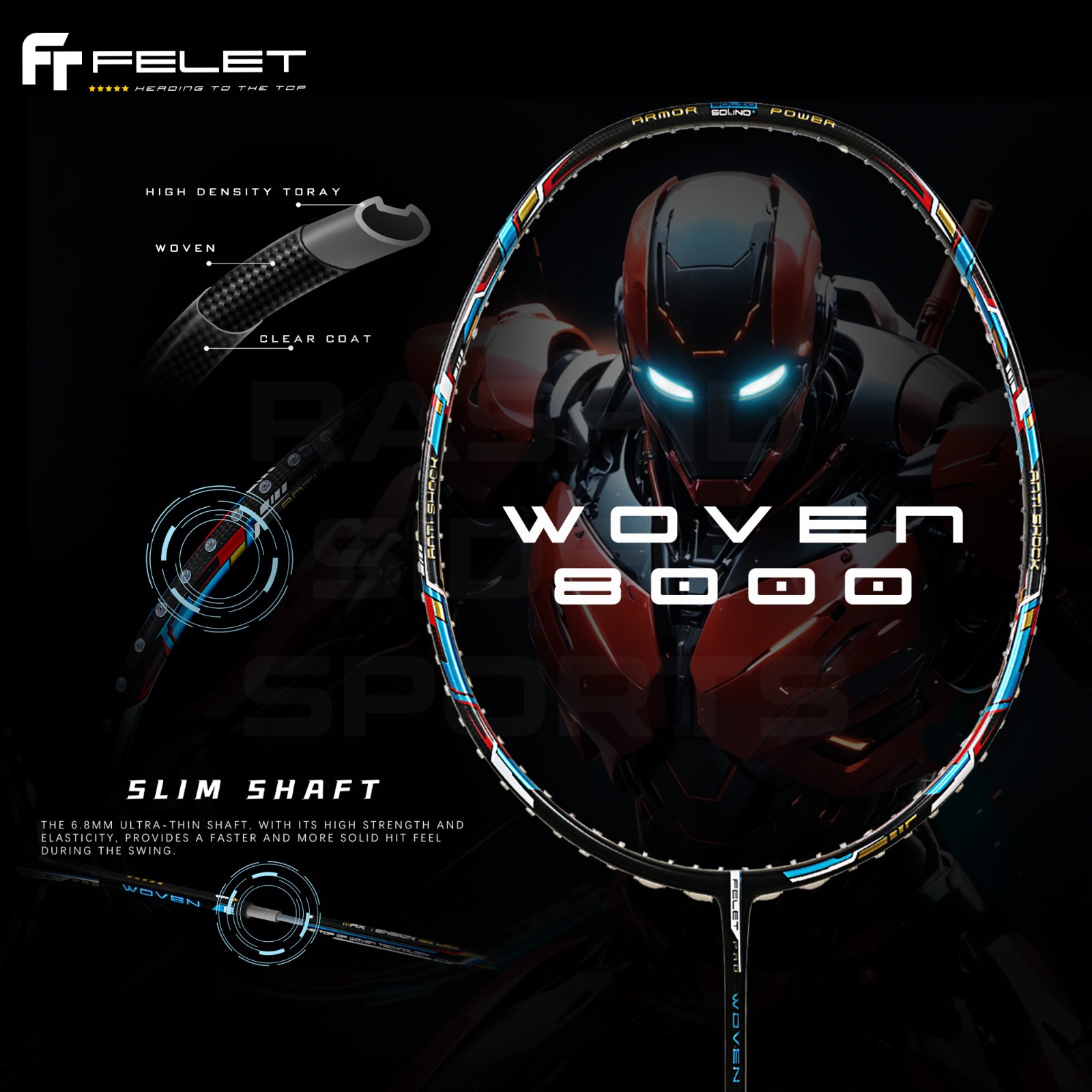 FELET WOVEN 8000 4U 82gram 3U 86gram Badminton Racket 100% Original by FLEET | Lazada