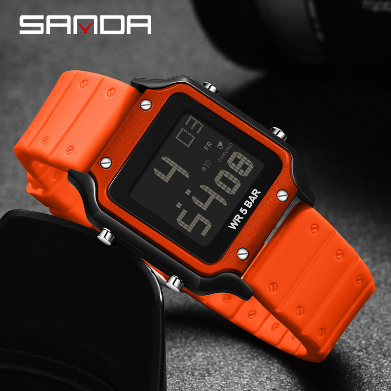 Sanda Classic Small Square Watch Simple Trendy Night Light Waterproof ...