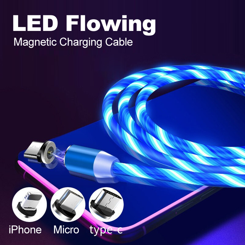 LED Flowing Magnetic Charging Cable Magnetic Phone Charger Light Up ...