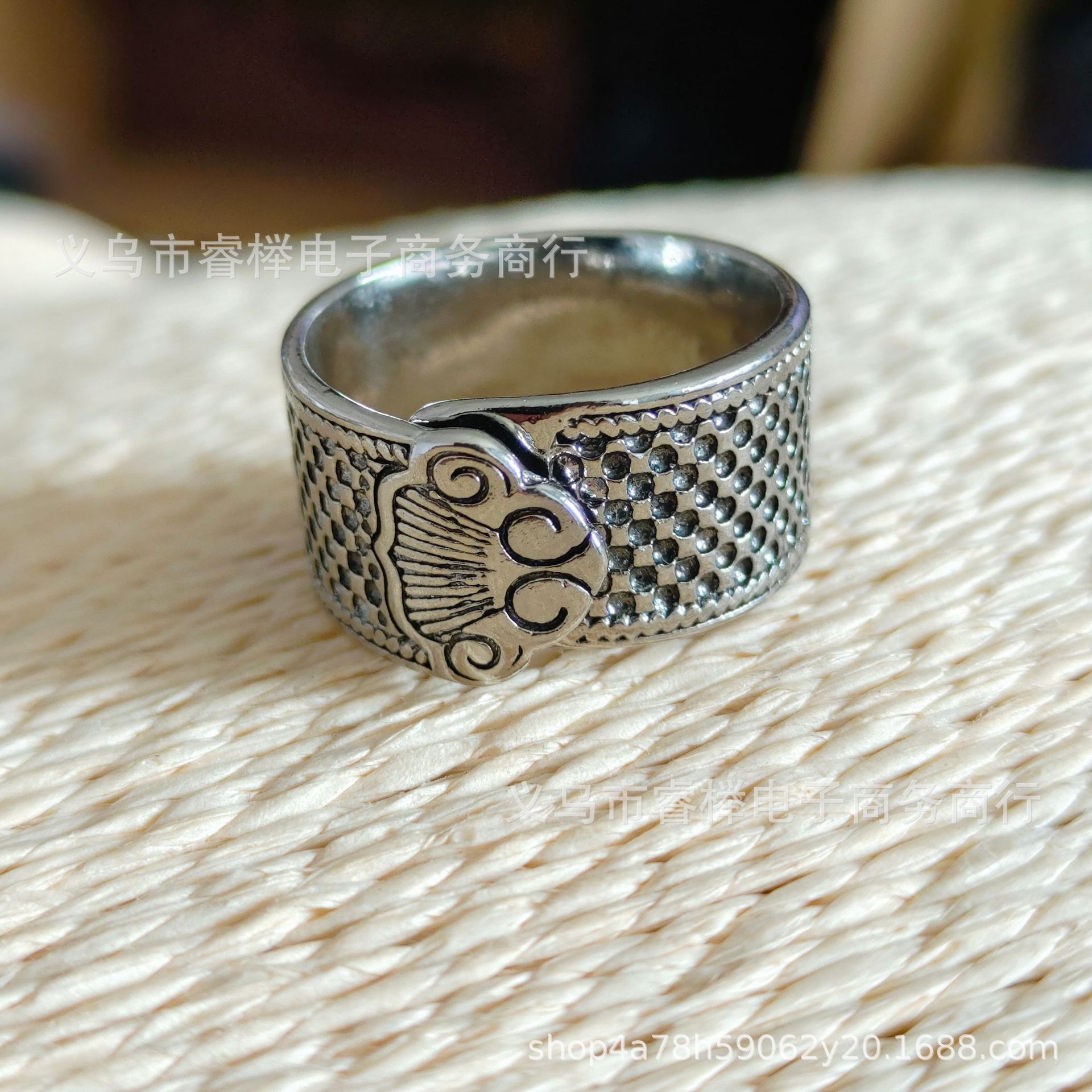 Thai silver opening retro auspicious cloud ring men's trendy ring men's single ring auspicious ...