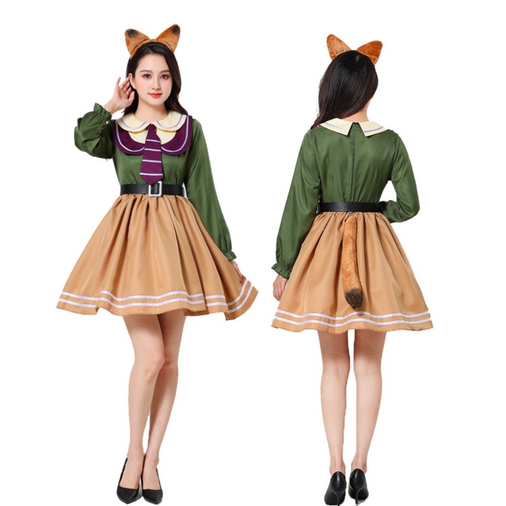 Movie Character Dress with Hairband Judy Nick Cosplay Costume Zoo-topia ...