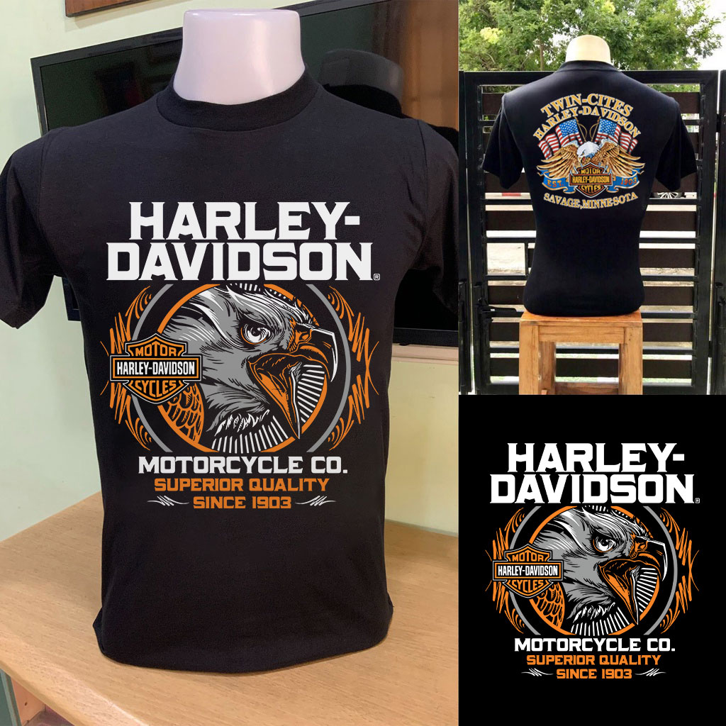 LUCK Harley Davidson เสื้อยืดผู้ชาย ฮันรยู ร้อนแรงที่สุด "motorcycle ...