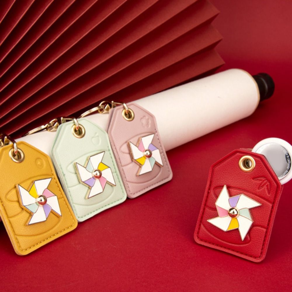 Leather Rotating Windmill Keychain Creative Cute Entrance Guard Card ...
