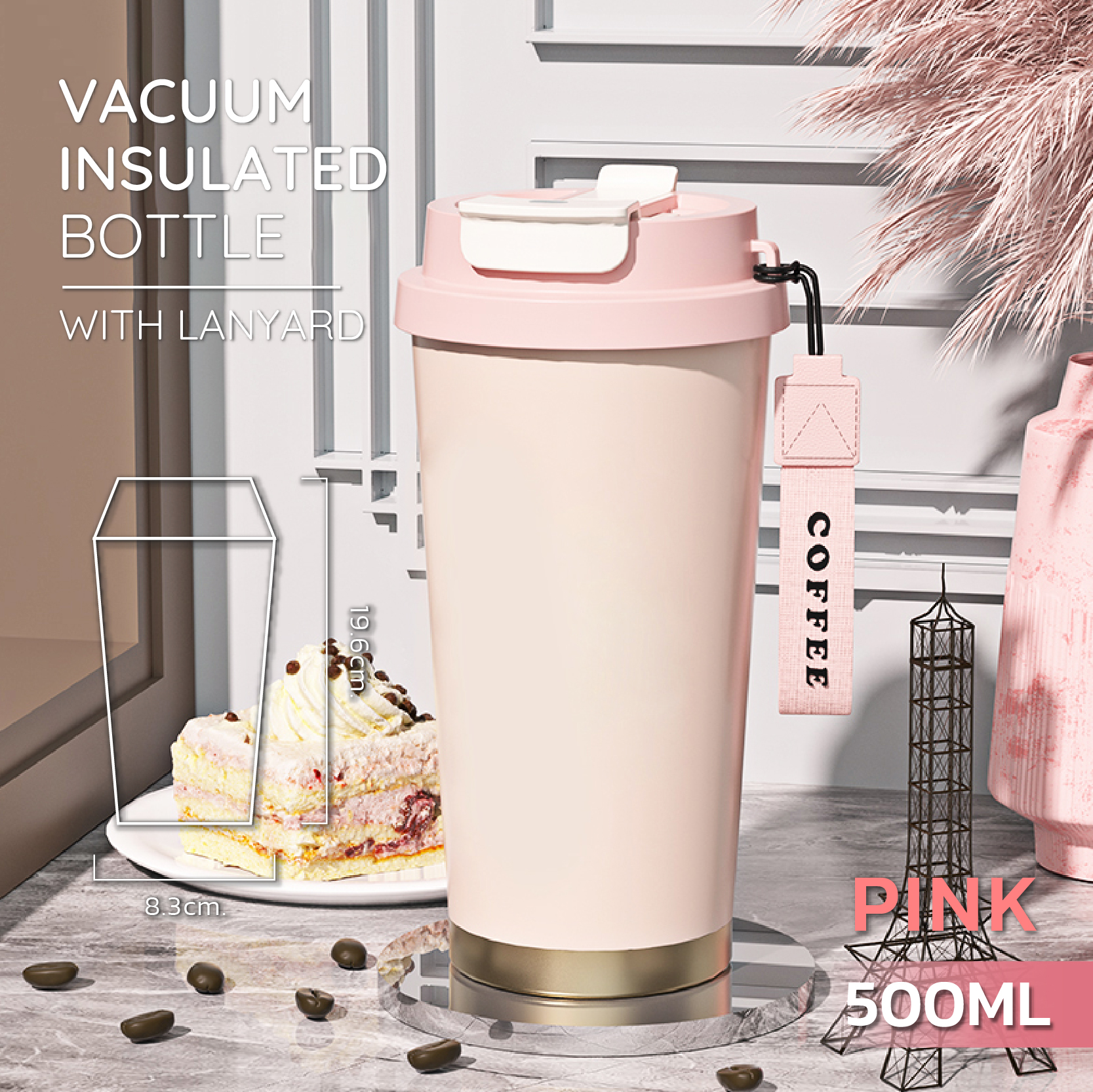 แก้วสแตนเลส 316 500ML แก้วน้ำหูหิ้วพกพา พร้อมสาย มี 3 สี ให้เลือก แก้วน้ำ 0.5ลิตร แก้วเก็บร้อน ...