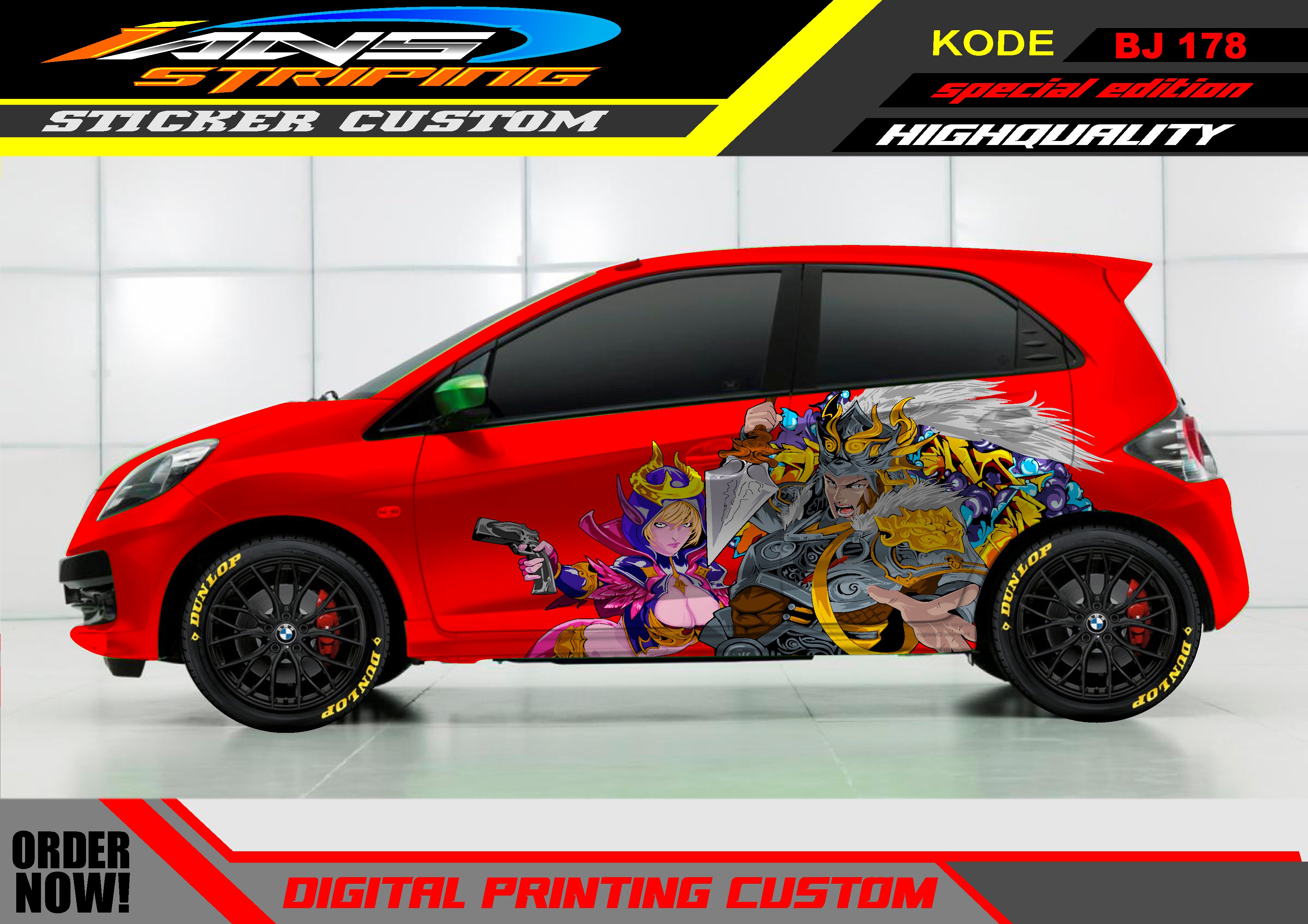 VARIASI MOBIL HONDA JAZZ / STIKER MOBIL BRIO AVANZA YARIS XENIA / DECAL ...