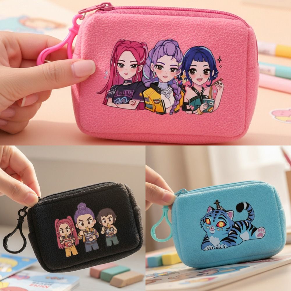 Cute Mini KPop Demon Hunters Coin Purse Plush Large Capacity Kids ...