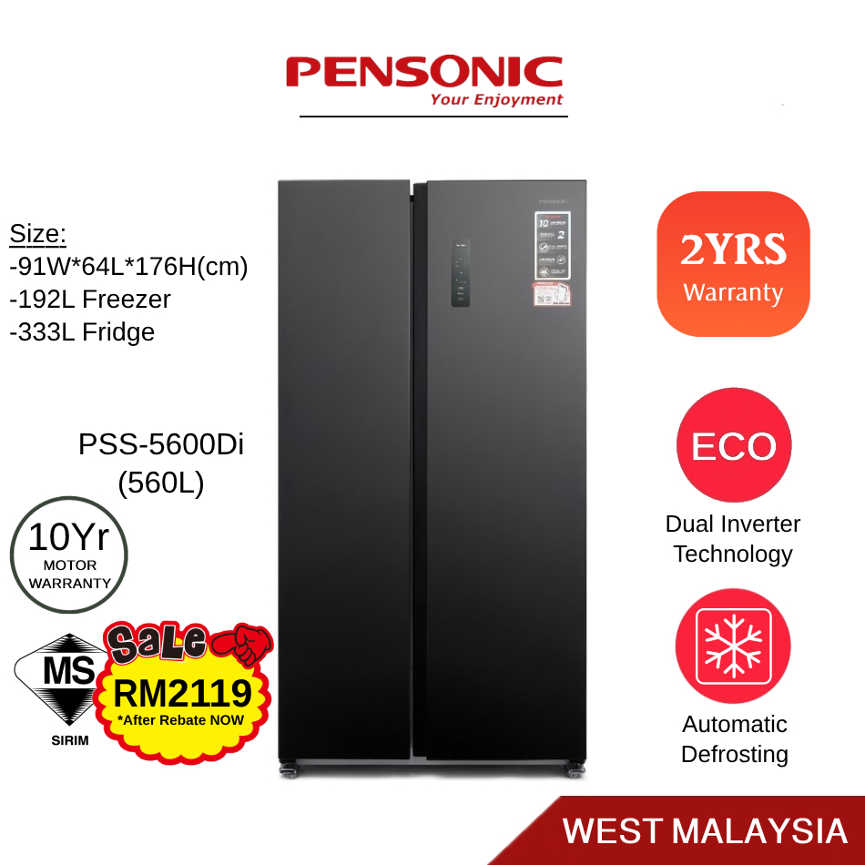 Pensonic 560L Dual Inverter Large Side by Side Refrigerator | PSS ...