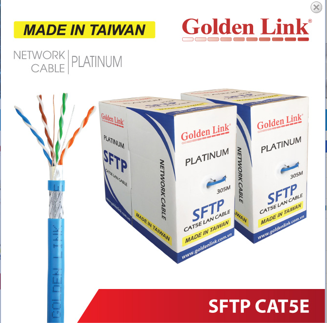 Cáp mạng Golden Link 4 Pair SFTP Cat 5E (xanh dương) 100m Chống Nhiễu ...
