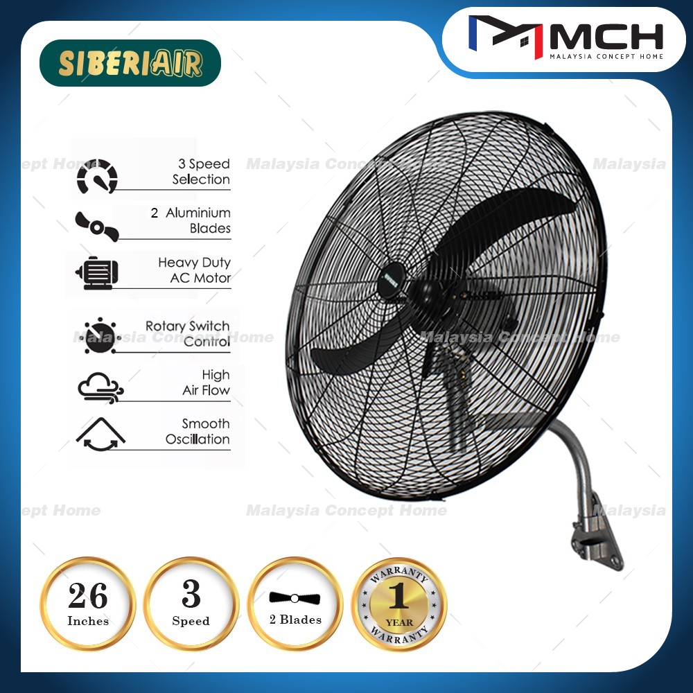 SIBERIAIR INDUSTRIAL WALL FAN 18" / 20" / 26" ALUMINIUM BLADES HEAVY ...