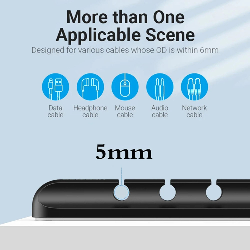 Black Silicone USB Cable Organizer Cable Winder Desktop Tidy Management ...