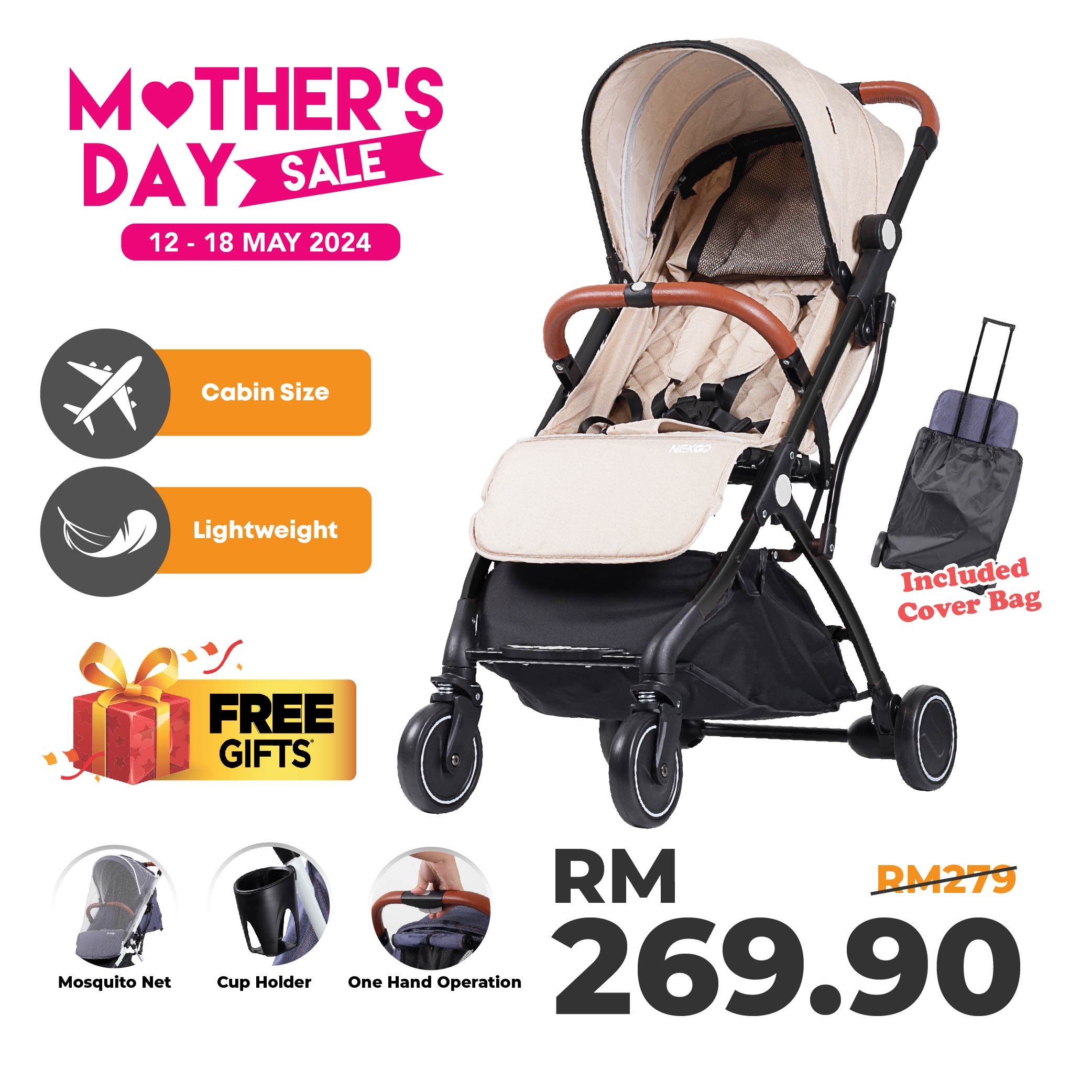 Nexgo AULA Compact Lightweight Cabin Size Baby Stroller Lightweight ...