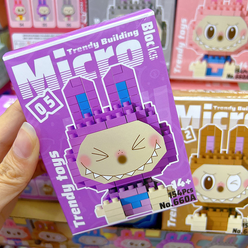 1 Set Labubu Figure Micro Building Blocks Diamond Bricks Bubble Mart Blind Box New Labubu ...