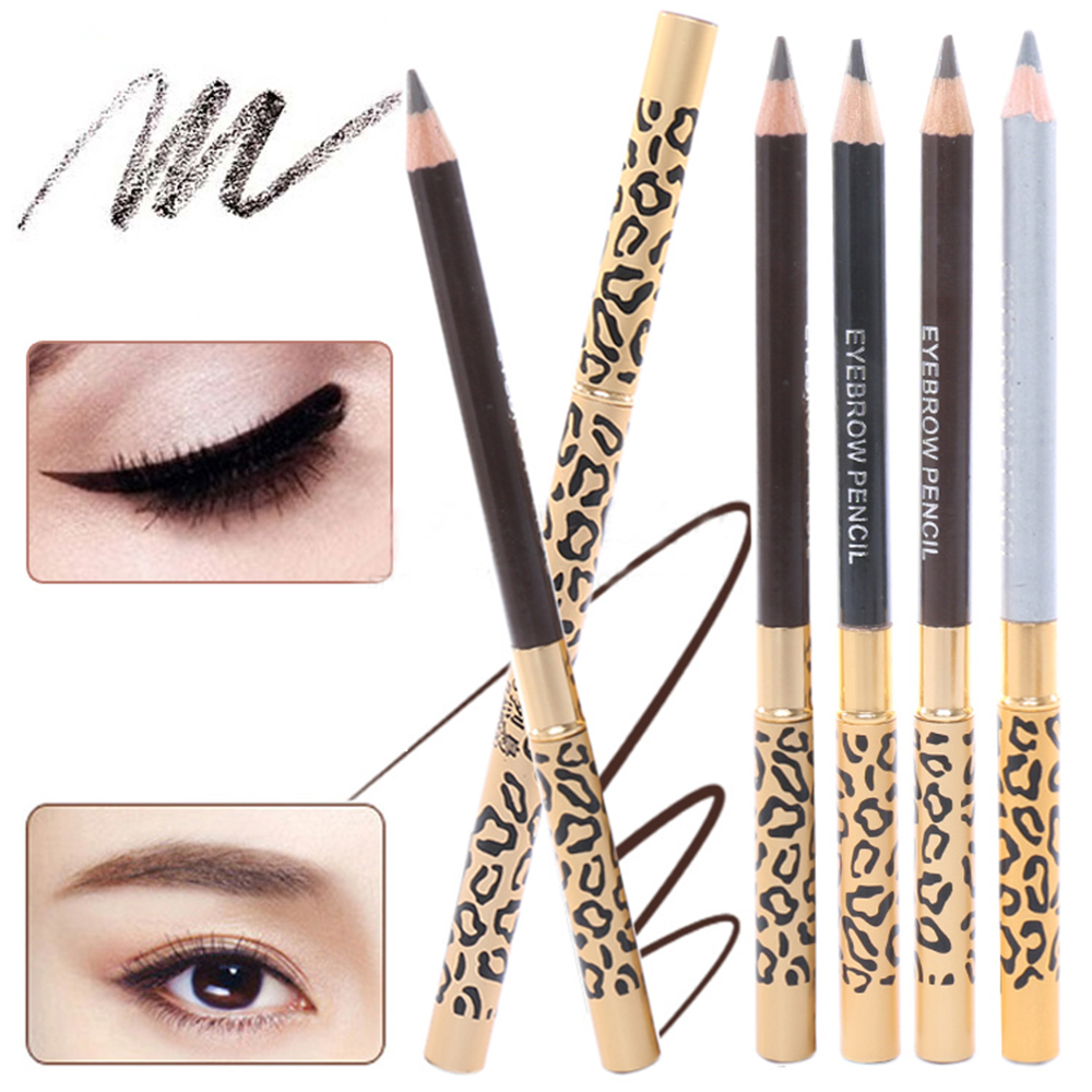 1PC Leopard Women Eyebrow Pencil Waterproof Black Eye Brown Pencil With ...