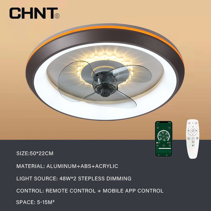 CHNT Ceiling Fan With Light Remote Control Stepless Dimming Led Light ...