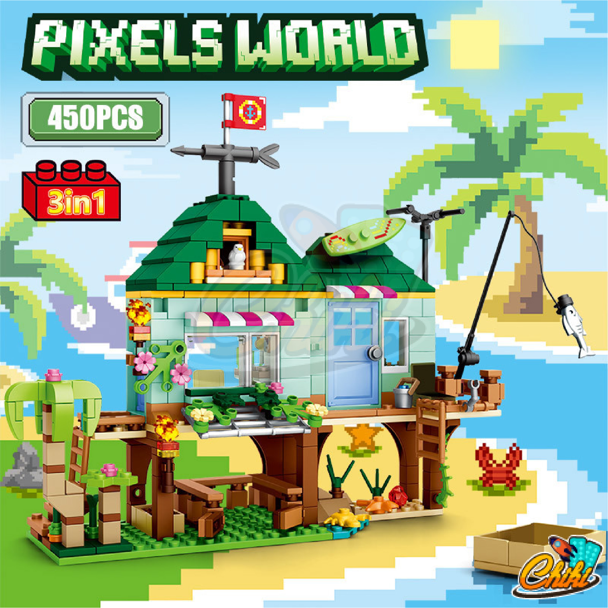 ตัวต่อ PIXELS WORLD บ้านพักชายทะเล แบบ 3 in 1 SY5605 จำนวน 450+ ชิ้น ...