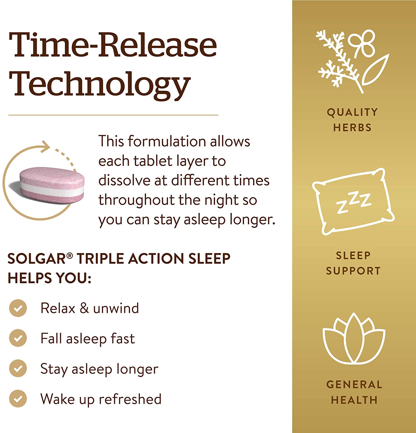 (Solgar®) Triple Action Sleep 30 or 60 Tri-Layered Tablets ผ่อนคลาย ...