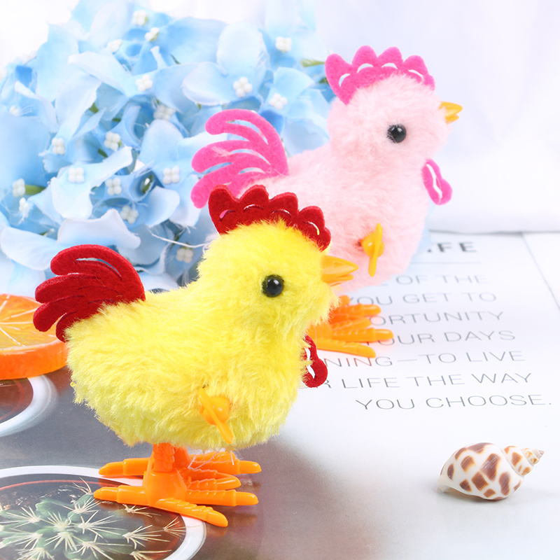 Plush Wind Up Chicken Kids Educational Toy Clockwork Jumping Walking ...