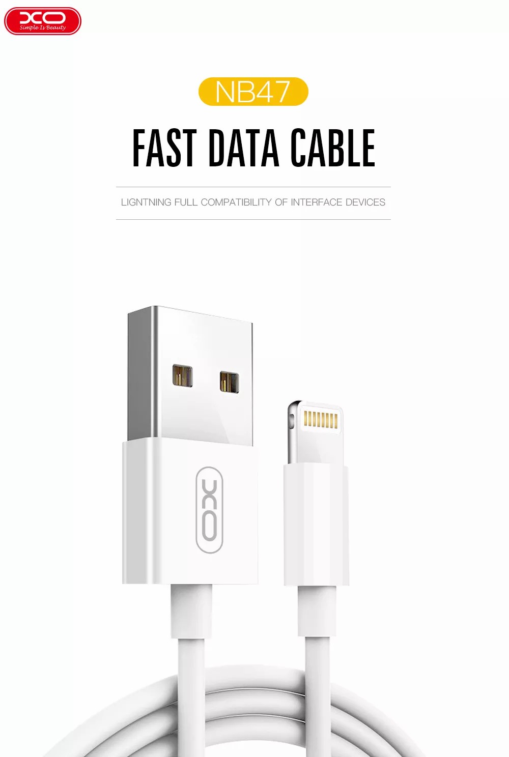 สายชาร์จพร้อมกล่อง XO NB47 พอร์ต Lightning สำหรับ iPhone ชาร์จได้รวดเร็วด้วยกระแสไฟออก 2.4A สาย ...